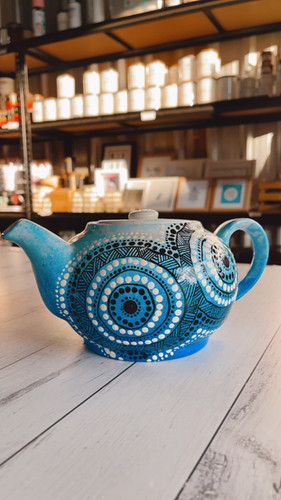 Birrang 'Blue Sky' Aboriginal Hand Painted Teapot | Little Black Duck