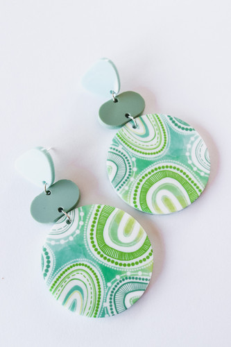 Gumba 'Green' Statement Dangle Circle Earrings | Little Black Duck