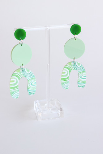Gumba 'Green' Triple Drop Arch Earrings | Little Black Duck