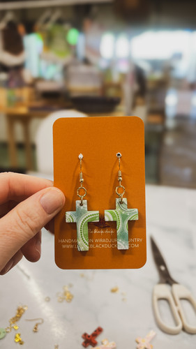 Gumba ‘Green’ Cross Earring | Little Black Duck
