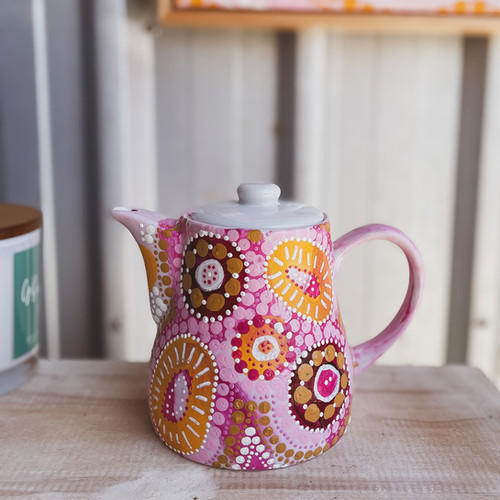 ‘Women’s Business’ Aboriginal Hand Painted Teapot | Little Black Duck