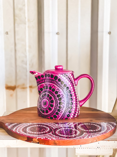 ‘Tidda’ Aboriginal Hand Painted Teapot | Little Black Duck