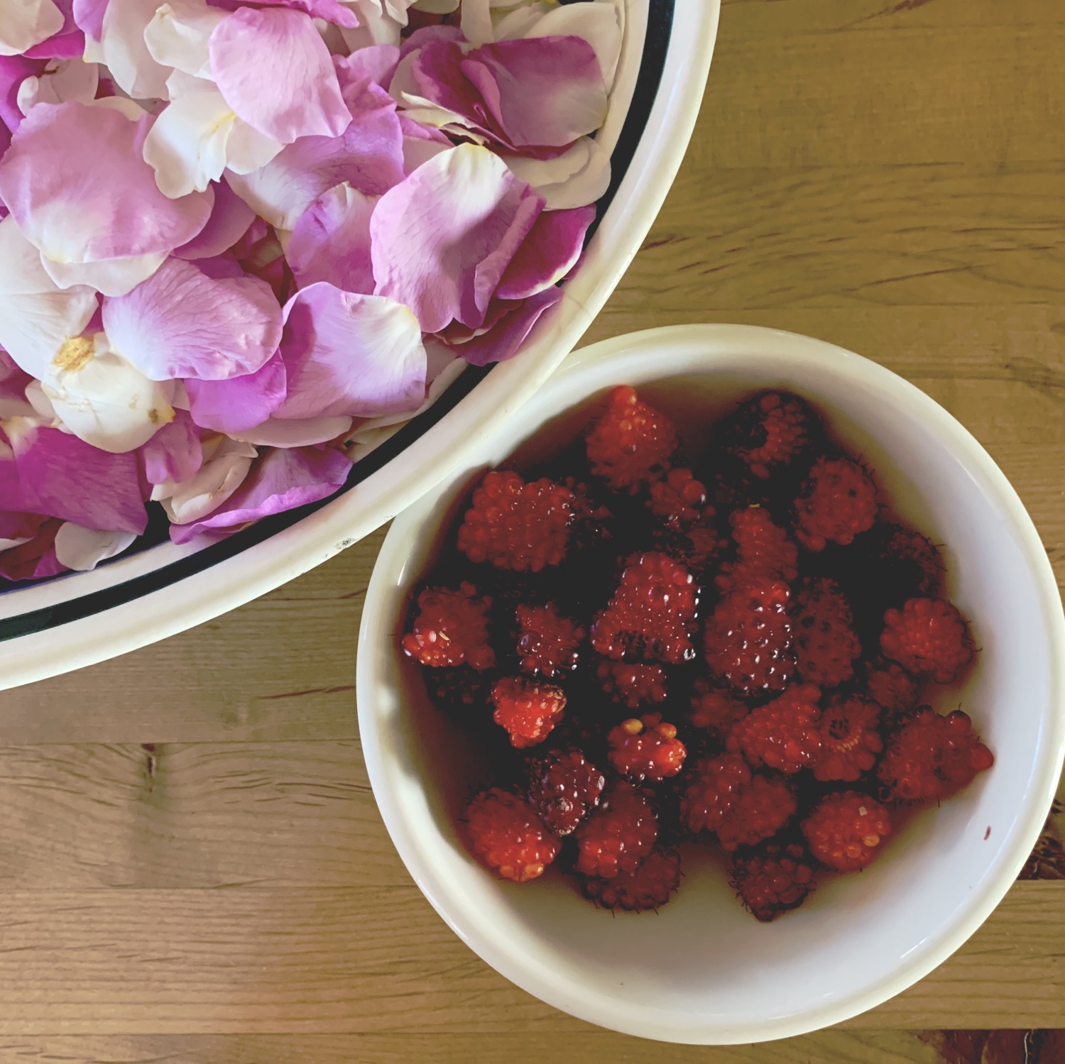 salmonberry + rose petal shrub + a fruity drinking vinegar