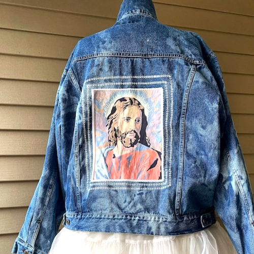 Jesus on Trucker Denim Jacket | Assemblage333