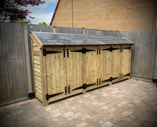 The Eyam - Tiled Triple Bay Garden Store With Doors | Artisan Woodstore Co