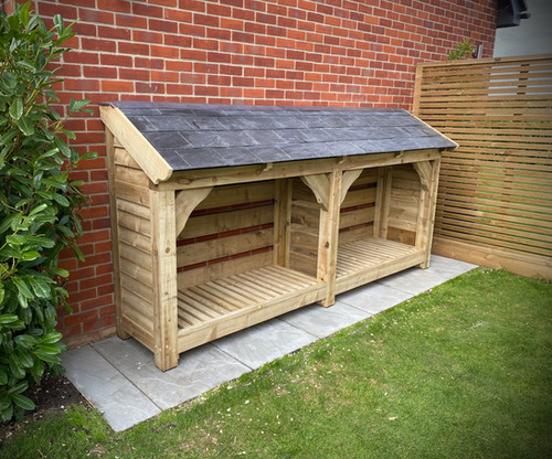 The Edale - Large Double Bay Wooden Tiled Roof Log store | Artisan ...