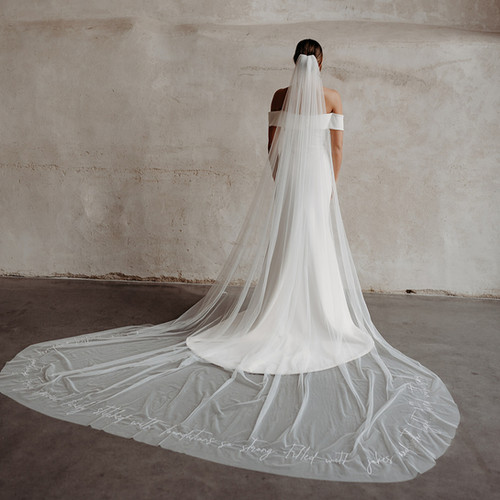 Personalised Veil With Embroidered Script | Rebecca Anne Designs