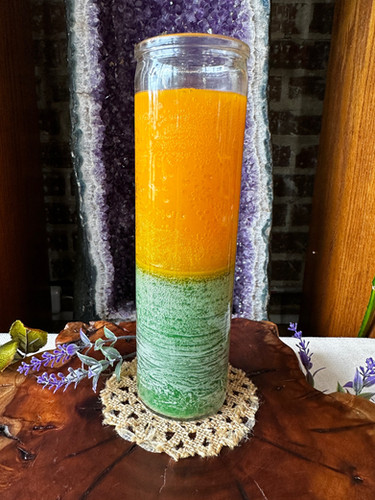 Gold & Green Seven Day Candle | Stone Age