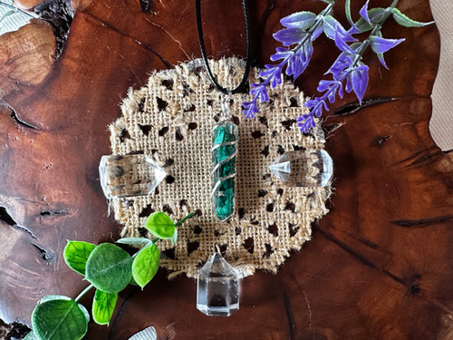Malachite & Orgonite Spiral Wire Wrapped Necklace | Stone Age