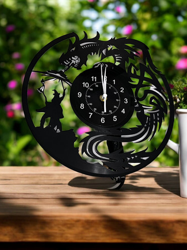 "12-Inch Dragon Silhouette Clock - Wizard and Dragon Fantasy Art Design ...