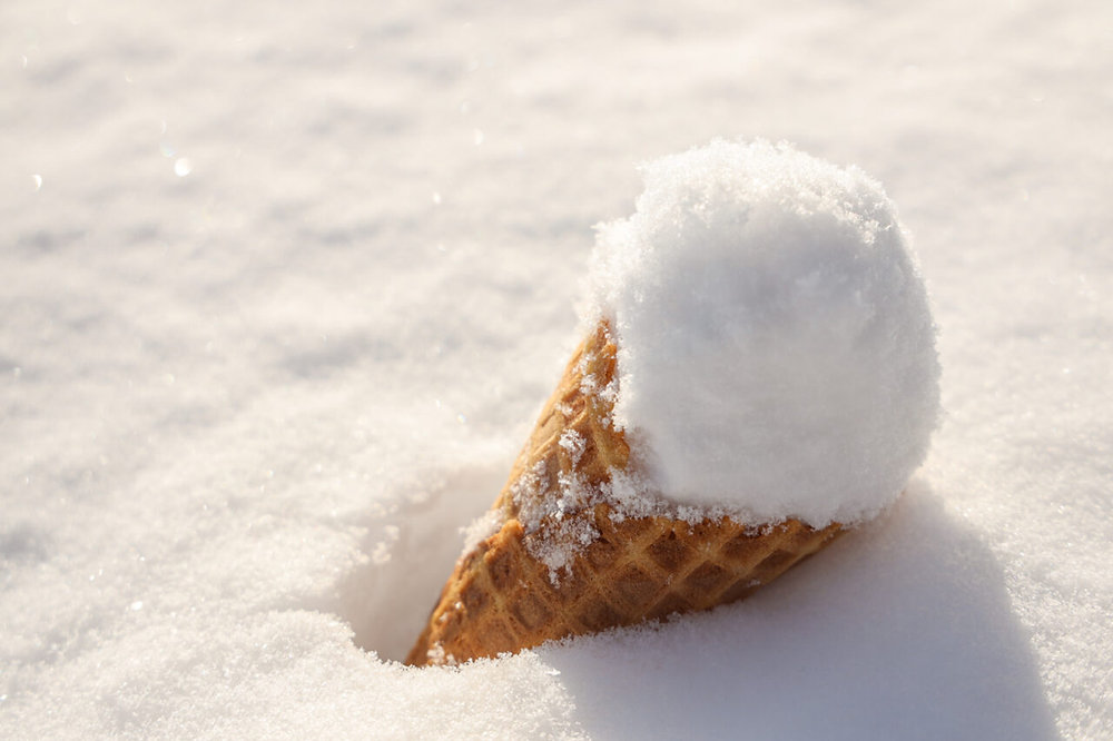 Ice cream cone on a chilly day