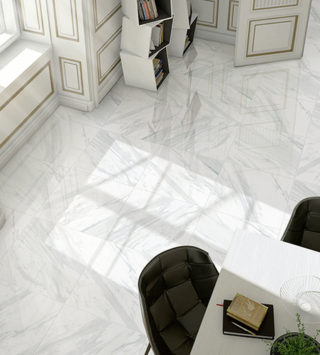 Volakas 24" x 24" Polished Porcelain Tile | Modern Reno Plus