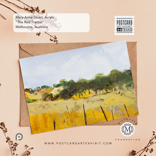 Mary-Anne Stuart, "The Red Tractor" - Postcard Art | Postcard Art Exhibit