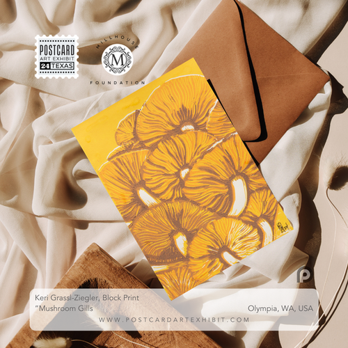 Keri Grassl-Ziegler, "Mushroom Gills" - Postcard Art | Postcard Art Exhibit