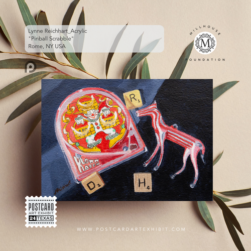 Lynne Reichhart, "Pinball Scrabble" - Postcard Art | Postcard Art Exhibit
