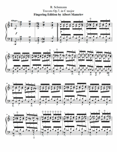 R. Schumann. Toccata Op. 7 | Fingering-piano.com