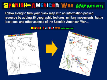 Spanish-American War Map Activity - 30 follow-along PPT slides and map ...