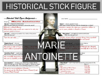 Marie Antoinette Historical Stick Figure (Mini-biography) | Lesson Pieces
