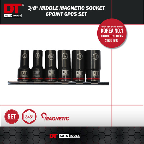 3/8" MAGNETIC SEM-LONG SOCKET SET 6PCS BLACK | DT AUTO TOOLS PTY LTD