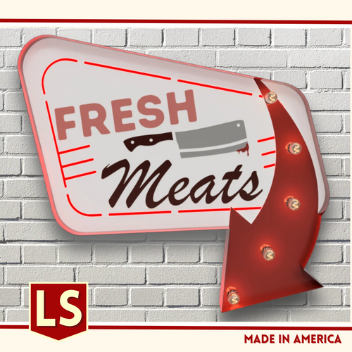 Fresh Meats 🍖, Retro Diner Marquee Sign | Luminary Signs