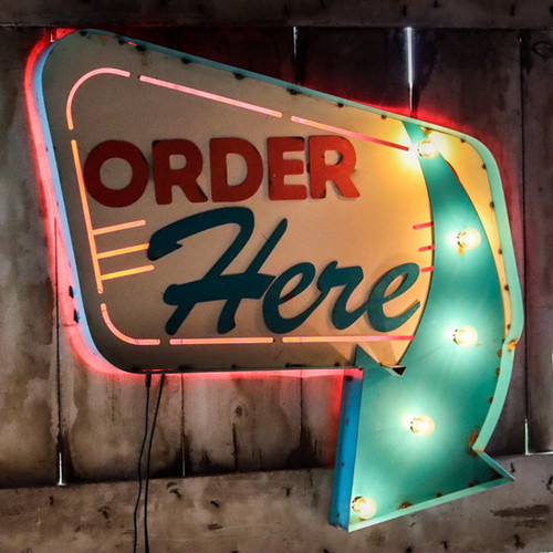 Order Here, Retro Diner Marquee Sign | Luminary Signs