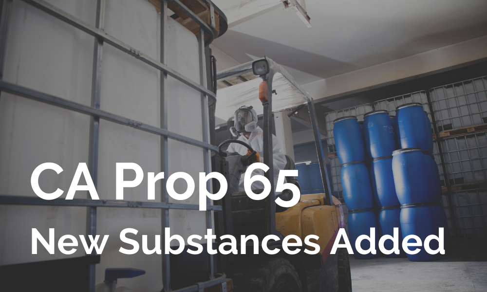 CA Prop 65 管制物質清單中新增六種化學品