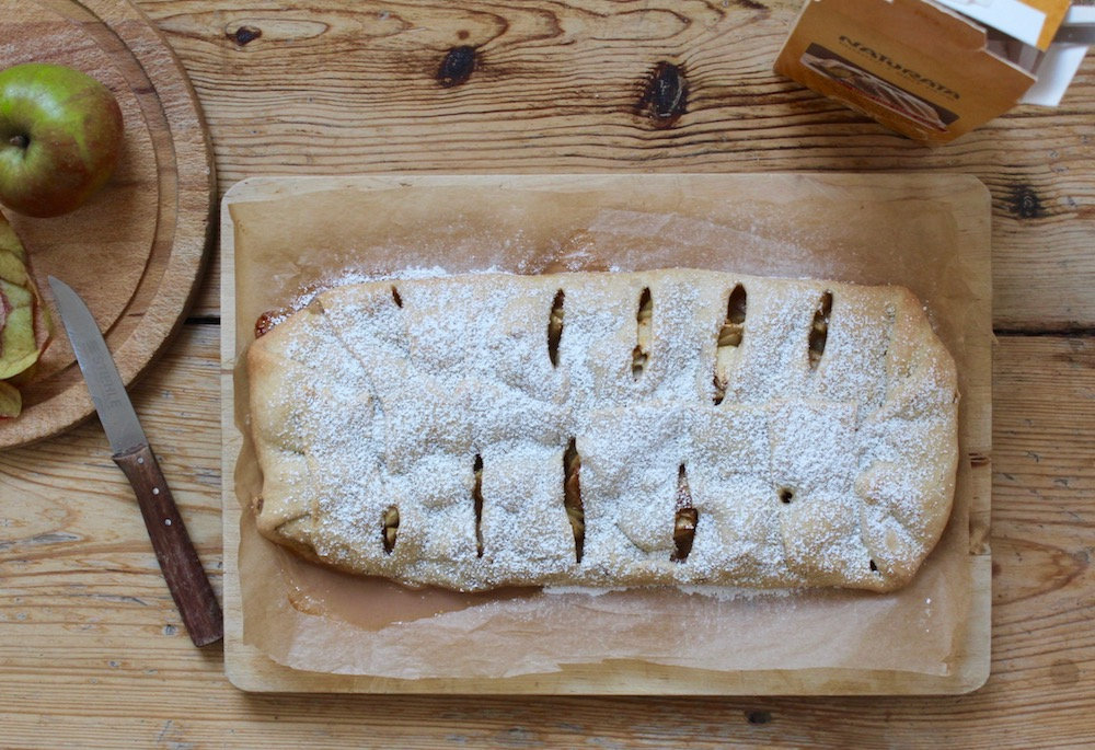 Apfelstrudel mit "Quark"-Teig, vegan