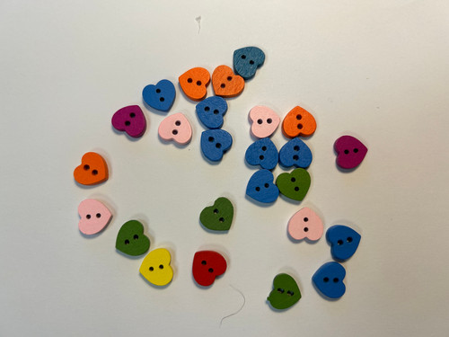 2124 Colourful Wooden Heart buttons | Whiz Kidz