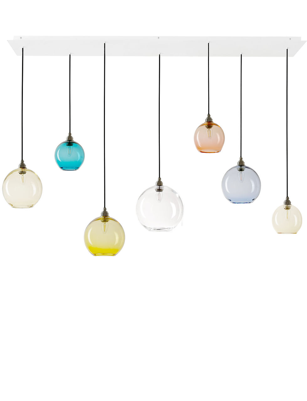 7 Light Pendant Rectangular Panel (Globes) | alvitradesign