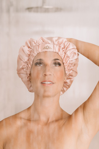 Rose Gold Silk Shower Cap | FINESSE SILK