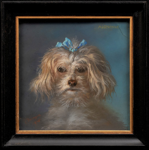 Dog Painting of "Mignonne" dated 1876 Louis Eugène Bourgeois (French ...