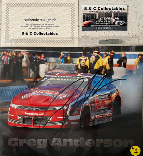2019 Autographed 8X10" Summit Pro Stock Car / Greg Anderson | diecastsports