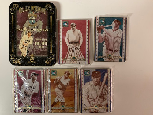 1994 Babe Ruth Metallic Impressions 5 Card Set In a Tin / Baseball Box ...