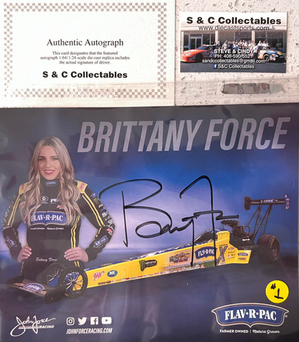 2023 Autographed Flav-R-Pac 8X10 Top Fuel #1 / Brittany Force ...