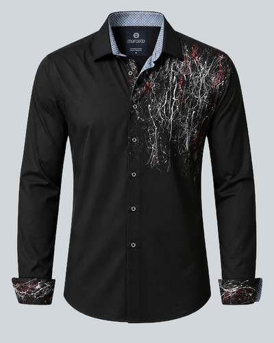 Marcello Paint Splatter Shirt: Black | DAVID E. WHITE