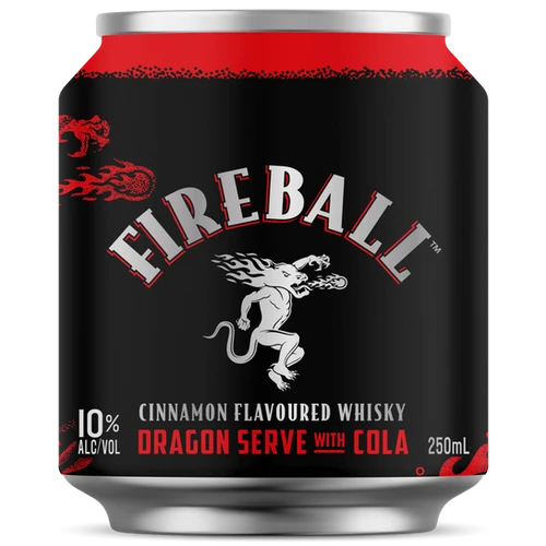 FIREBALL CINNAMON WHISKY & COLA DRAGON SERVE 10% 250ML | Bottle-O Bros