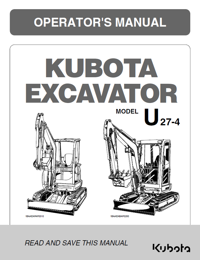Kubota U27-4 | Kubota | Operator's Manual | Garton Tractor, Inc.