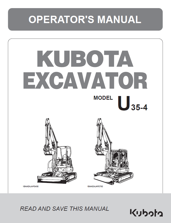 Kubota U35-4 | Kubota | Operator's Manual | Garton Tractor, Inc.