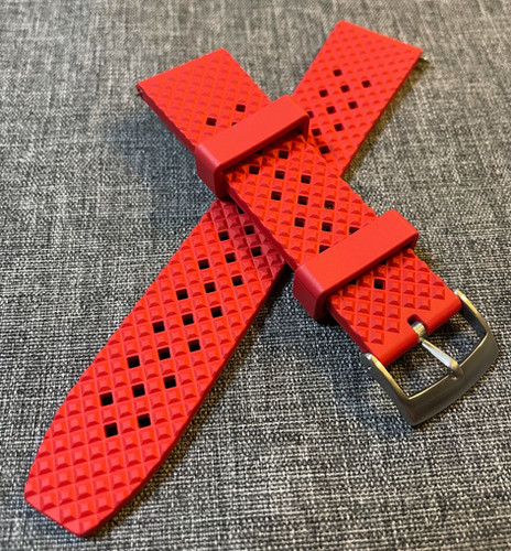 Premium FKM Rubber Honeycomb Watch Strap Red | Jweskies Strap Co.