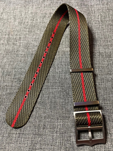 Premium Single Pass Nylon Strap / Green Red Stripe / Crown Buckle ...