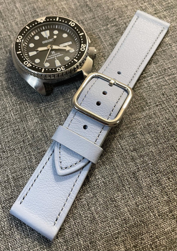 Premium full grain Italian leather / Square / Versatile watch strap Sky ...