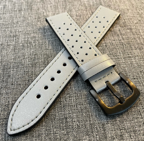Leather Sports Watch Strap - Dual Colour - Grey /Black | Jweskies Strap Co.