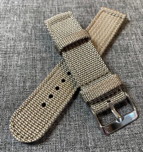 Canvas stitched watch strap / Khaki / Quick release | Jweskies Strap Co.