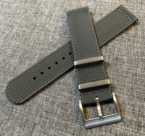 Premium Nylon Sports Watch Strap / Deep Grey / 2 Piece Webbed Nylon ...