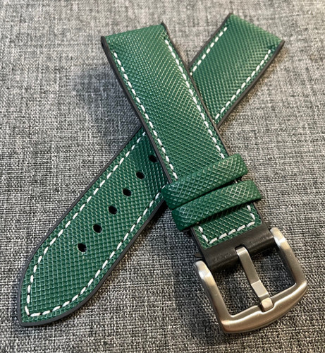 2nd Gen / Sailcloth Rubber Sports Watch Strap / Green White Stitching ...