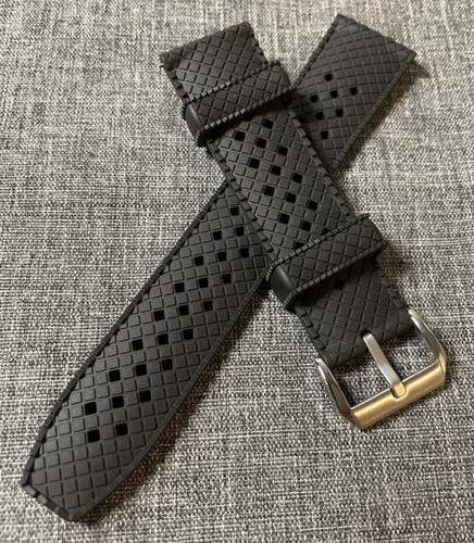Premium FKM Rubber Sports Watch Strap / Black / Tropical Checker design ...