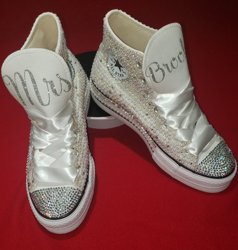 Hightop Diamonds and Pearl Converse | Suggastreats- Bling