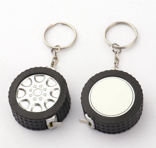 Tire Keychains With Measuring Tape | Green Acre Blanks