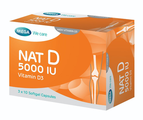 Mega Nat D 5000 IU 30 แคปซูล | KMK Medical