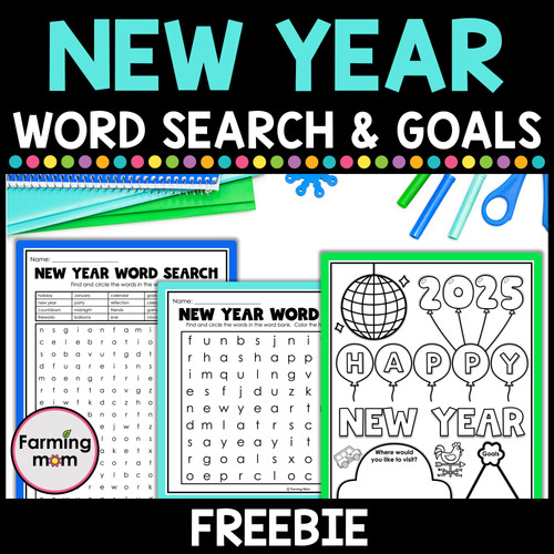 New Year Word Search Free Printable for Kids | Farming Mom